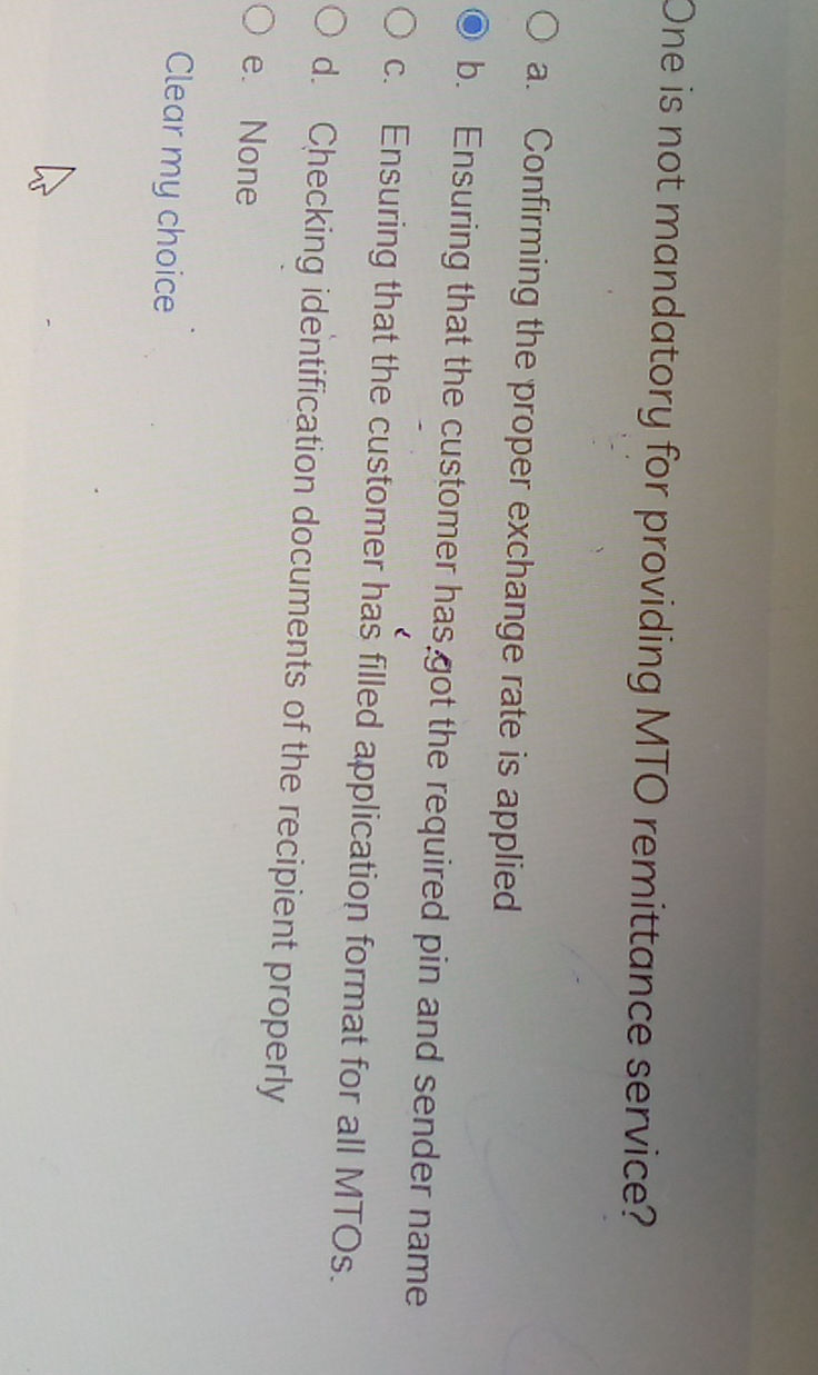 One is not mandatory for providing MTO | StudyX