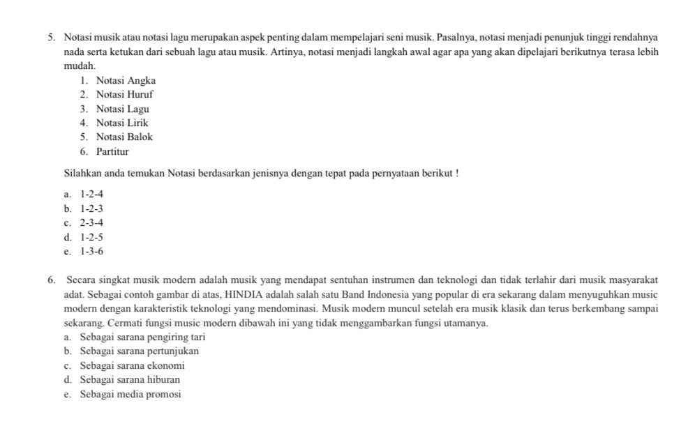 5. Notasi musik atau notasi lagu merupakan | StudyX