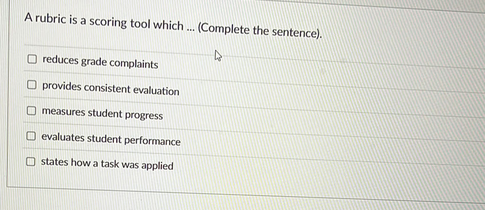 A rubric is a scoring tool which ... | StudyX