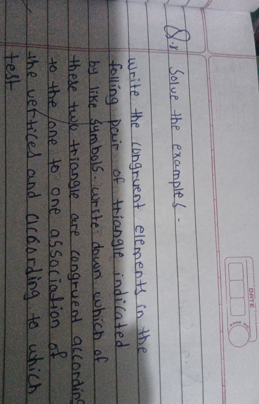 8. Solve the examples. write the congruent | StudyX