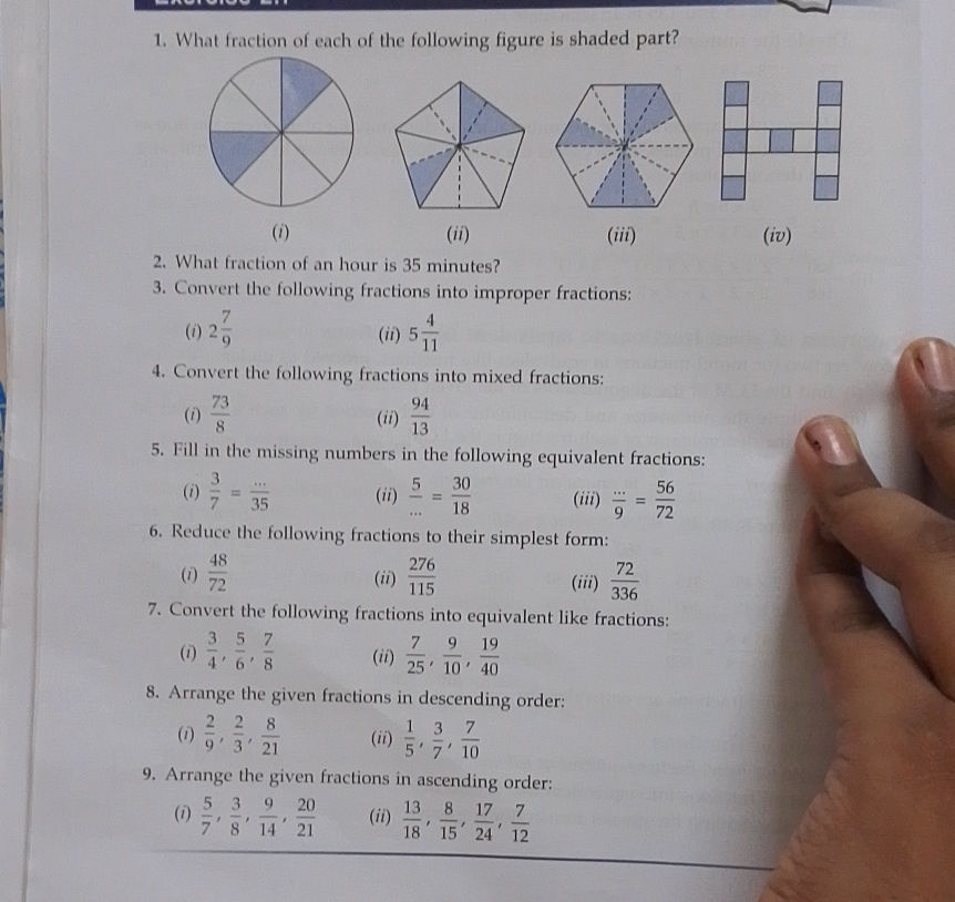 1. What fraction of each of the following | StudyX