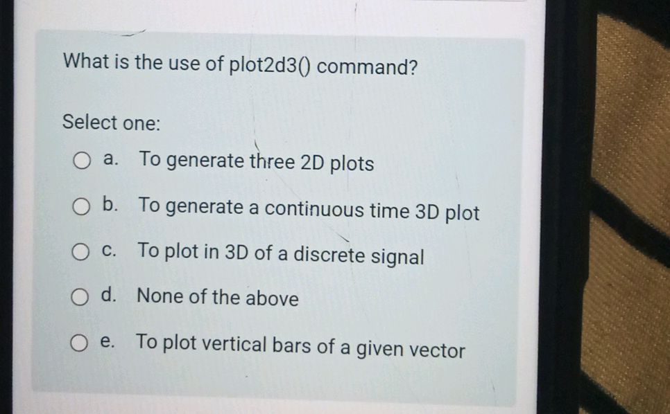 What is the use of plot2d3() command? | StudyX