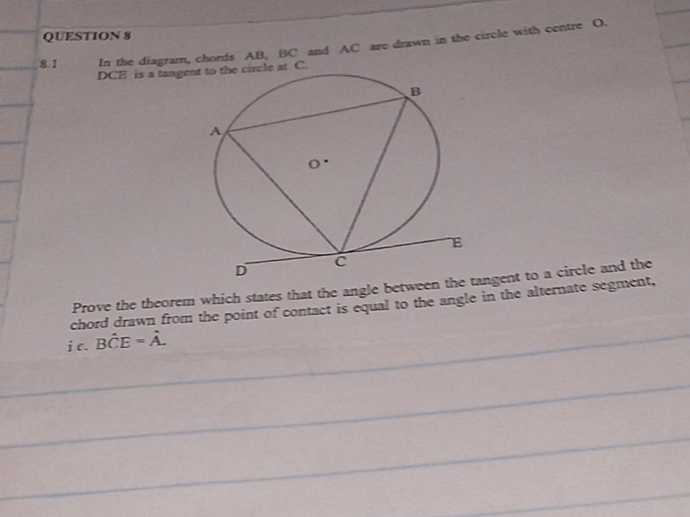 In the diagram, chords AB, BC and AC are | StudyX