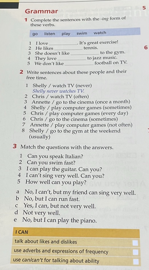 1 Complete the sentences with the -ing form | StudyX