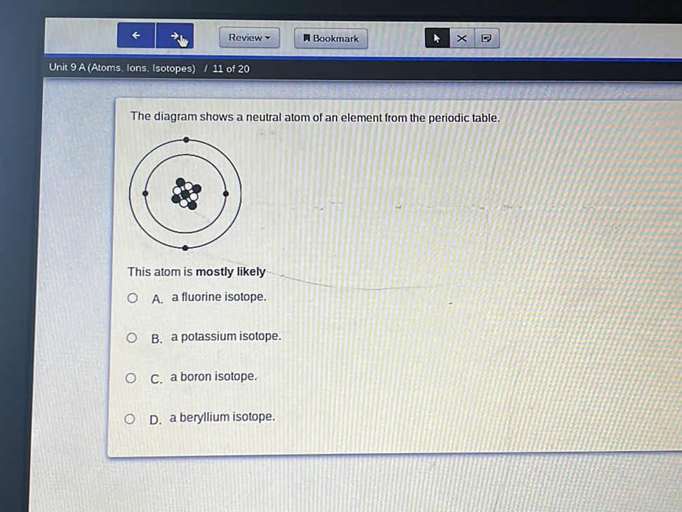 The diagram shows a neutral atom of an | StudyX