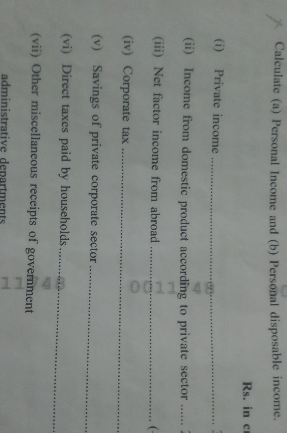 Calculate (a) Personal Income and (b) | StudyX