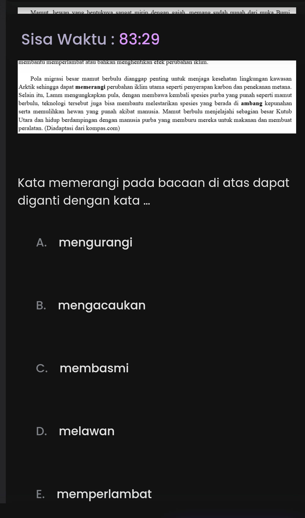 Kata memerangi pada bacaan di atas dapat | StudyX