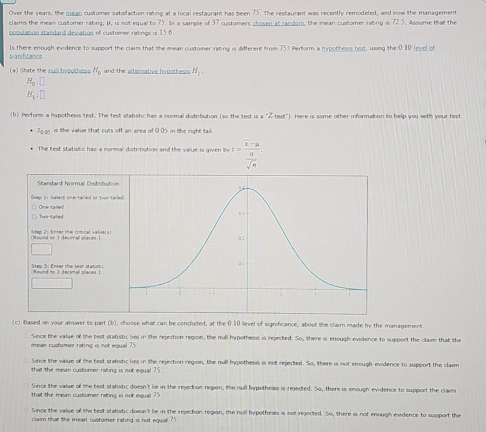 Over the years, the mean customer | StudyX