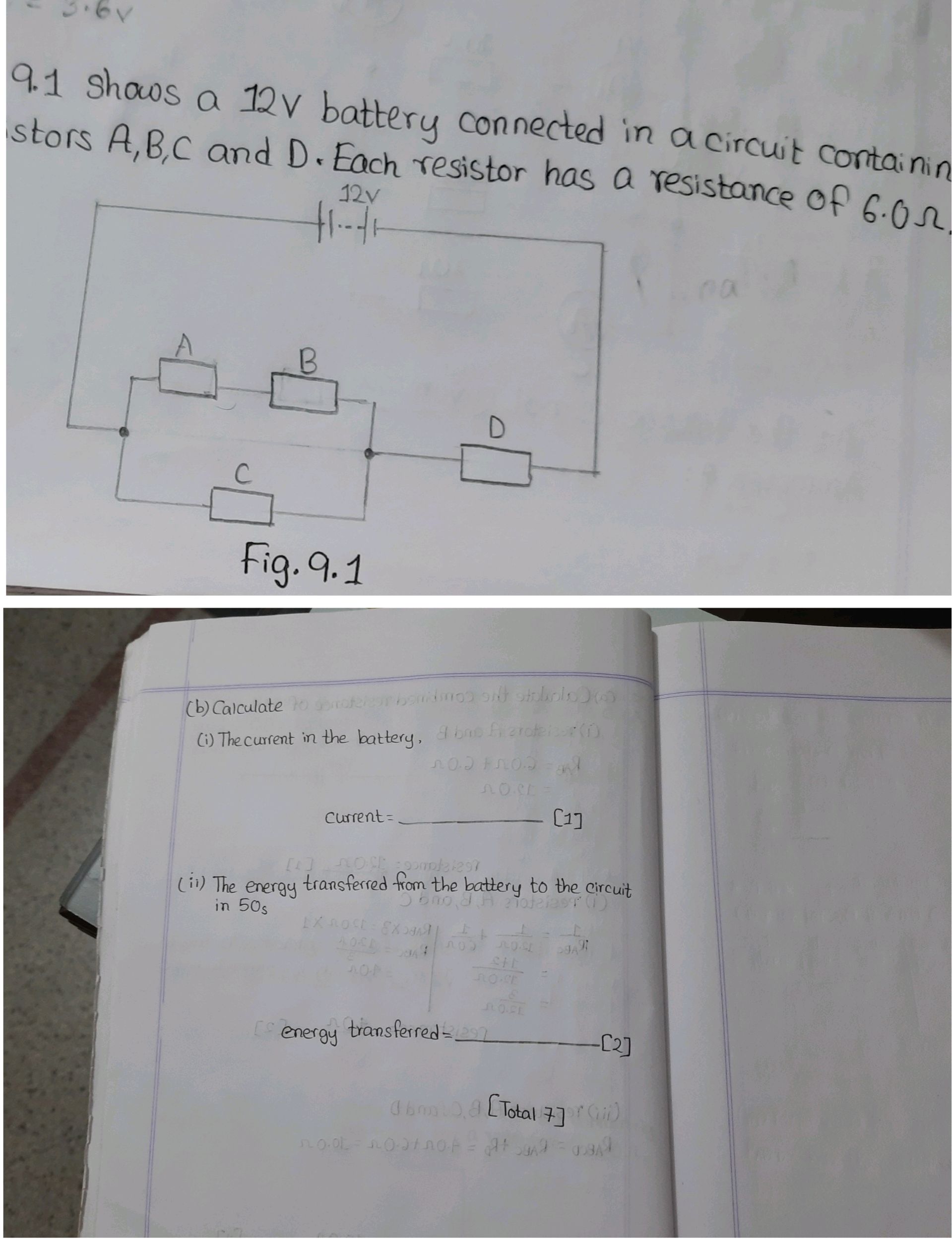 9.1 shows a 12V battery connected in a | StudyX