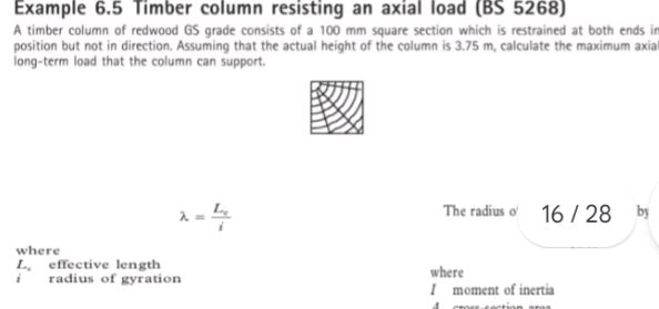 Example 6.5 Timber column resisting an axial | StudyX