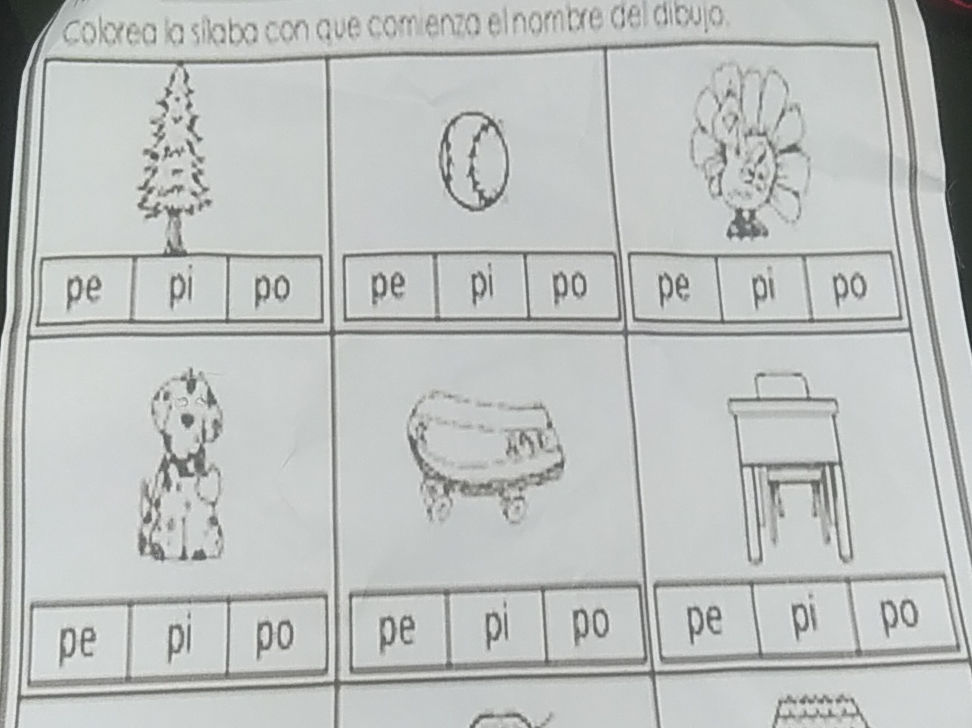 Colorea la silaba con que comienza el nombre | StudyX