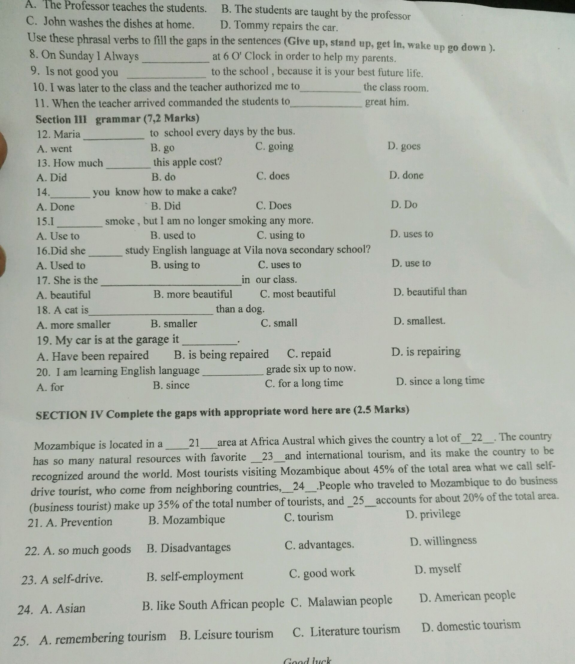 Use these phrasal verbs to fill the gaps in | StudyX