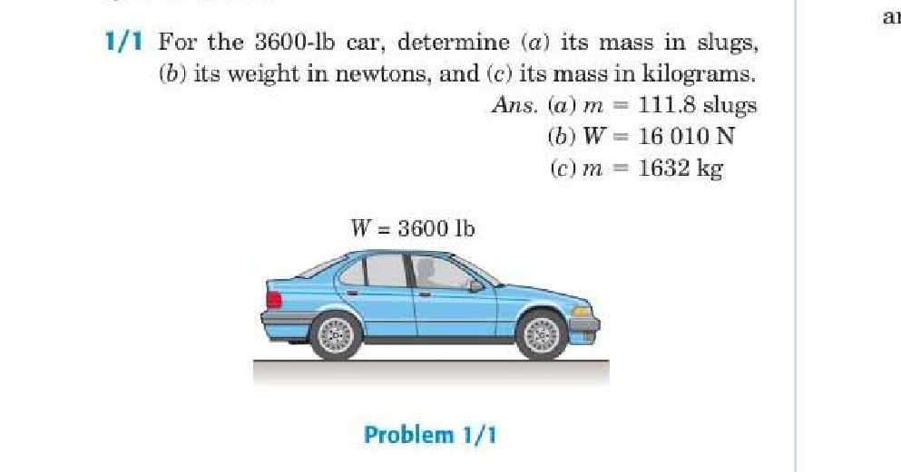 1/1 For the 3600-lb car, determine (a) its | StudyX