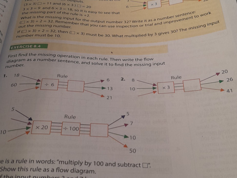 First find the missing operation in each