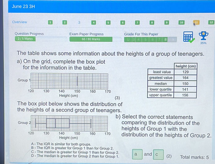 The table shows some information about the | StudyX