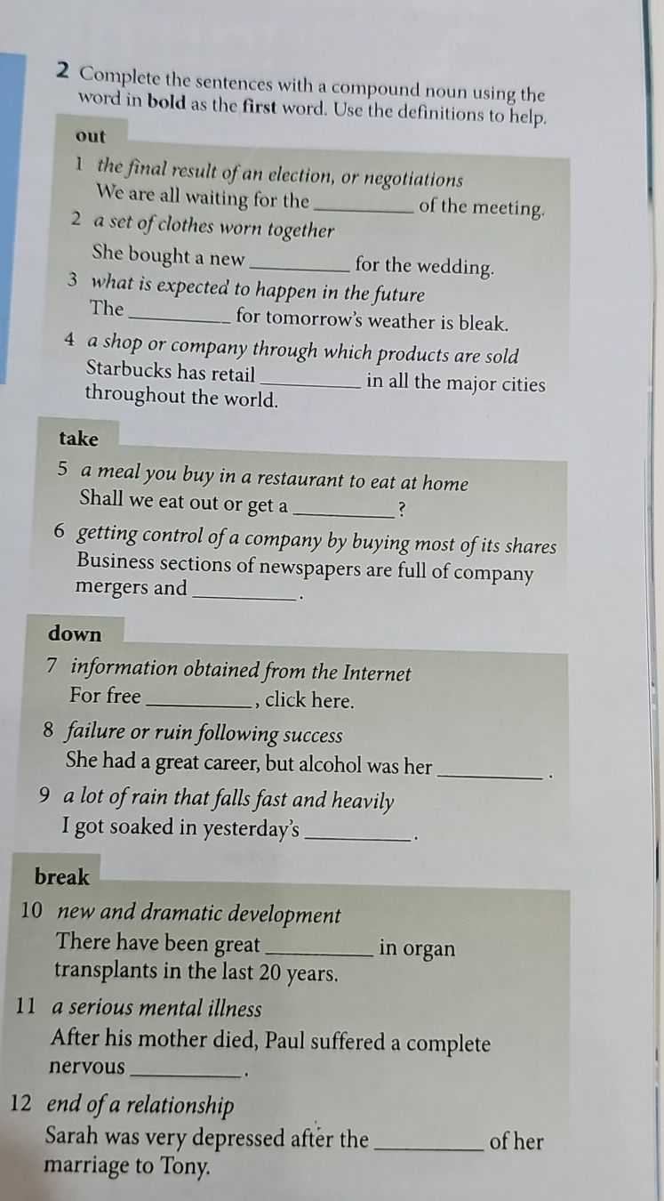 2 Complete the sentences with a compound | StudyX