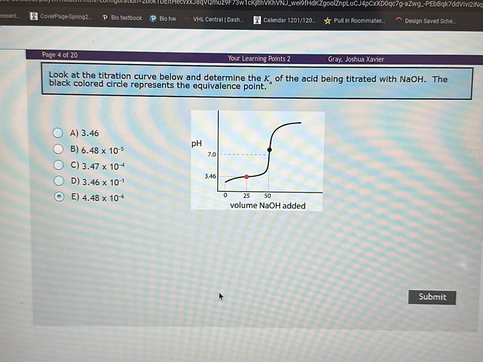 Look at the titration curve below and | StudyX