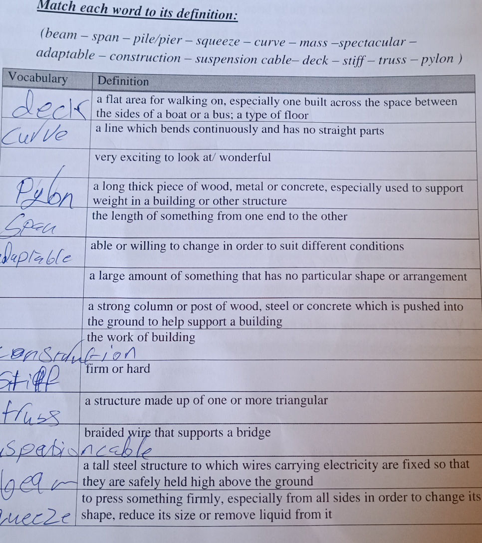 Match each word to its definition: (beam - | StudyX