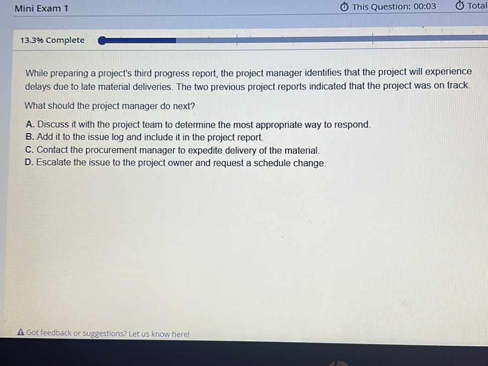 While preparing a project's third progress | StudyX