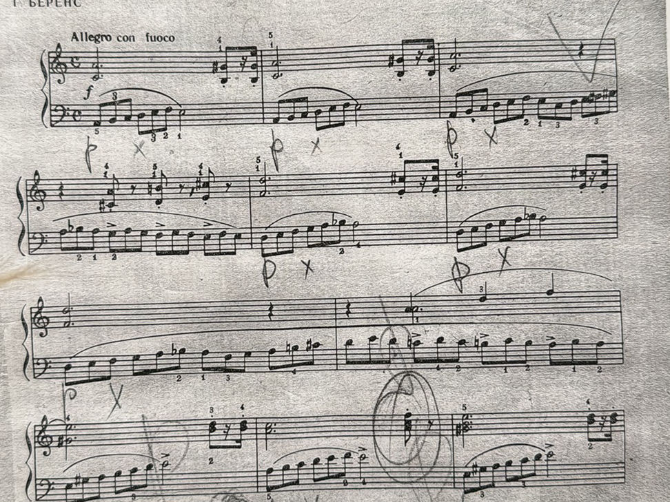 The image shows a musical score with | StudyX