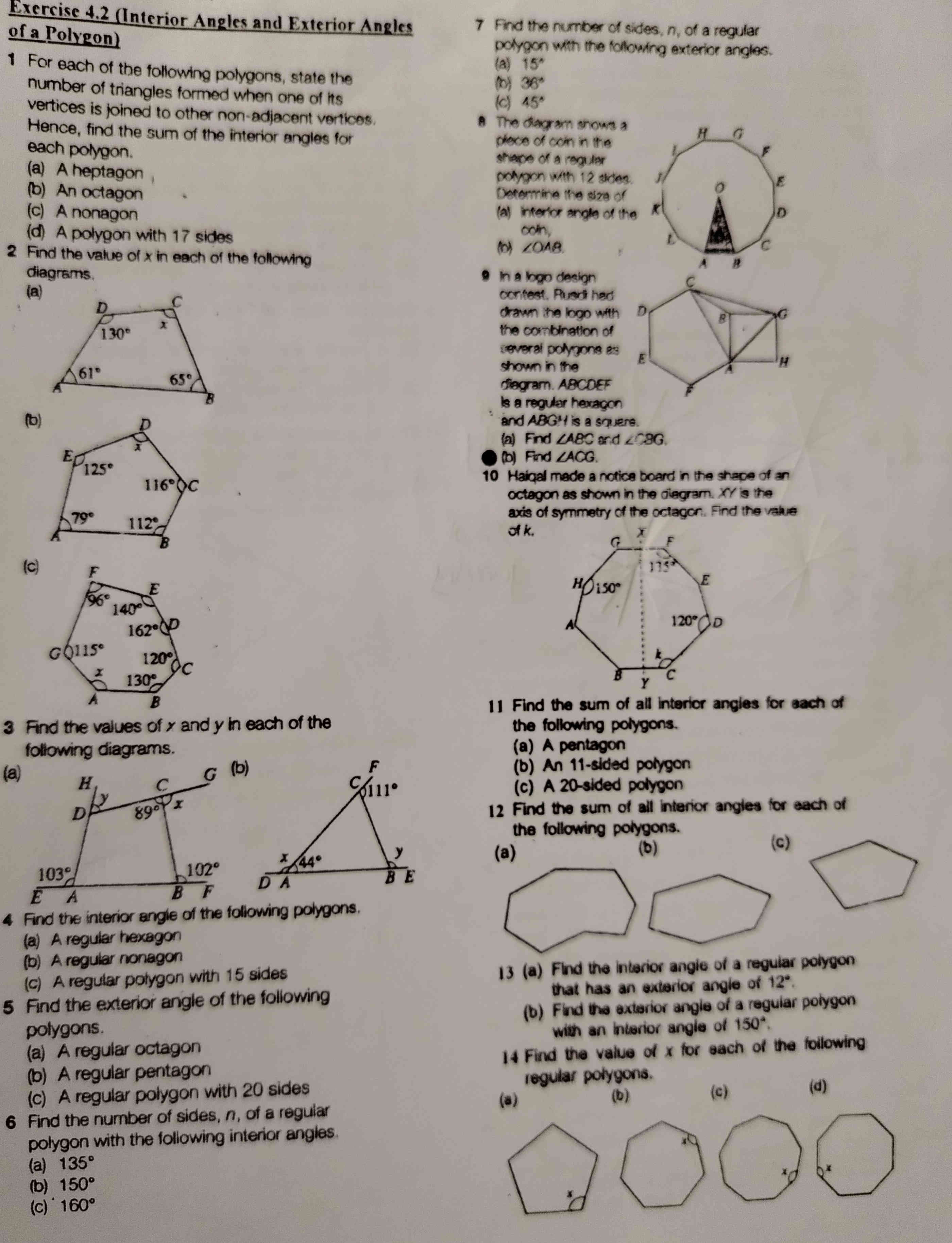 1. For each of the following polygons, | StudyX