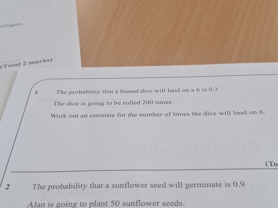 The probability that a biased dice will land | StudyX