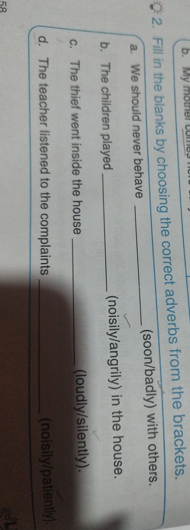 2. Fill in the blanks by choosing the | StudyX