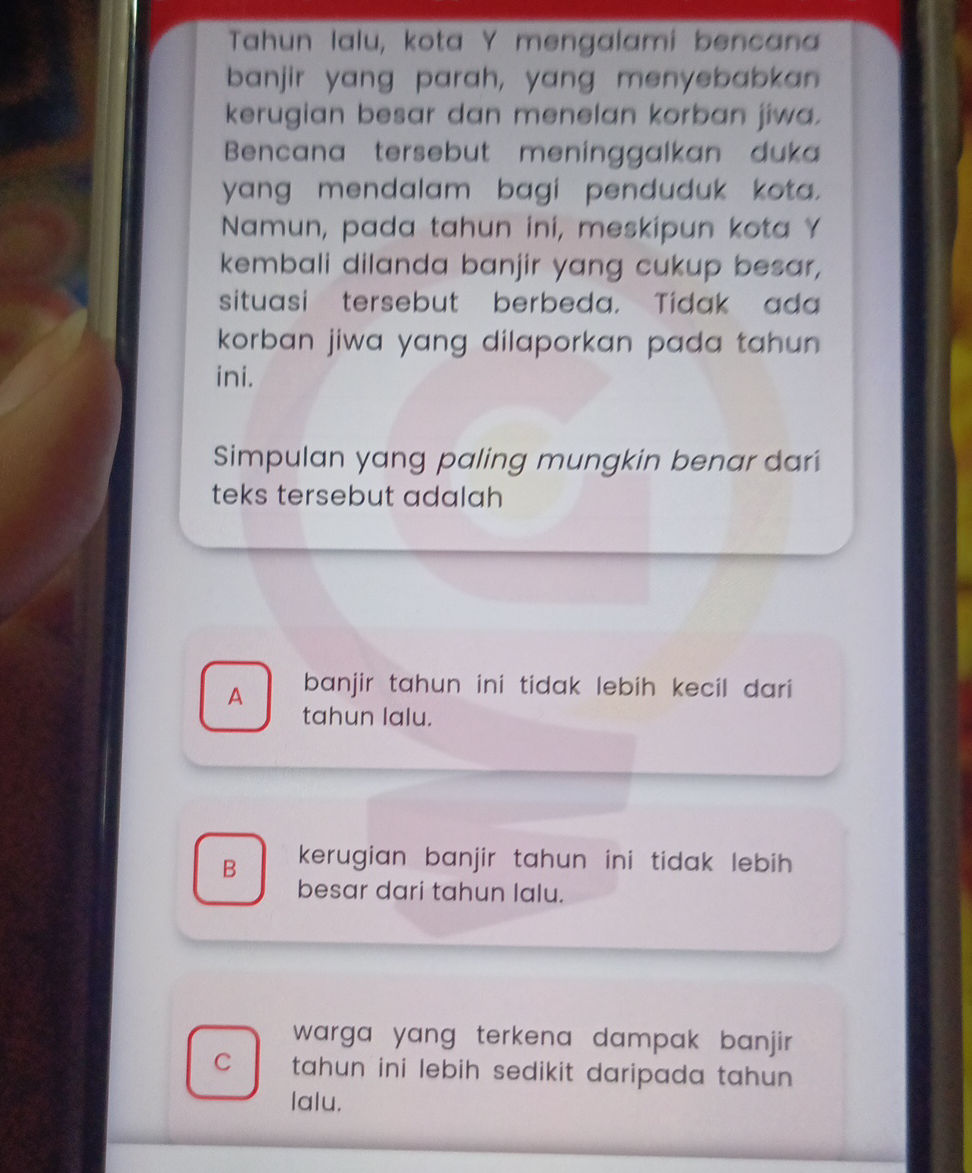 Simpulan yang paling mungkin benar dari teks | StudyX