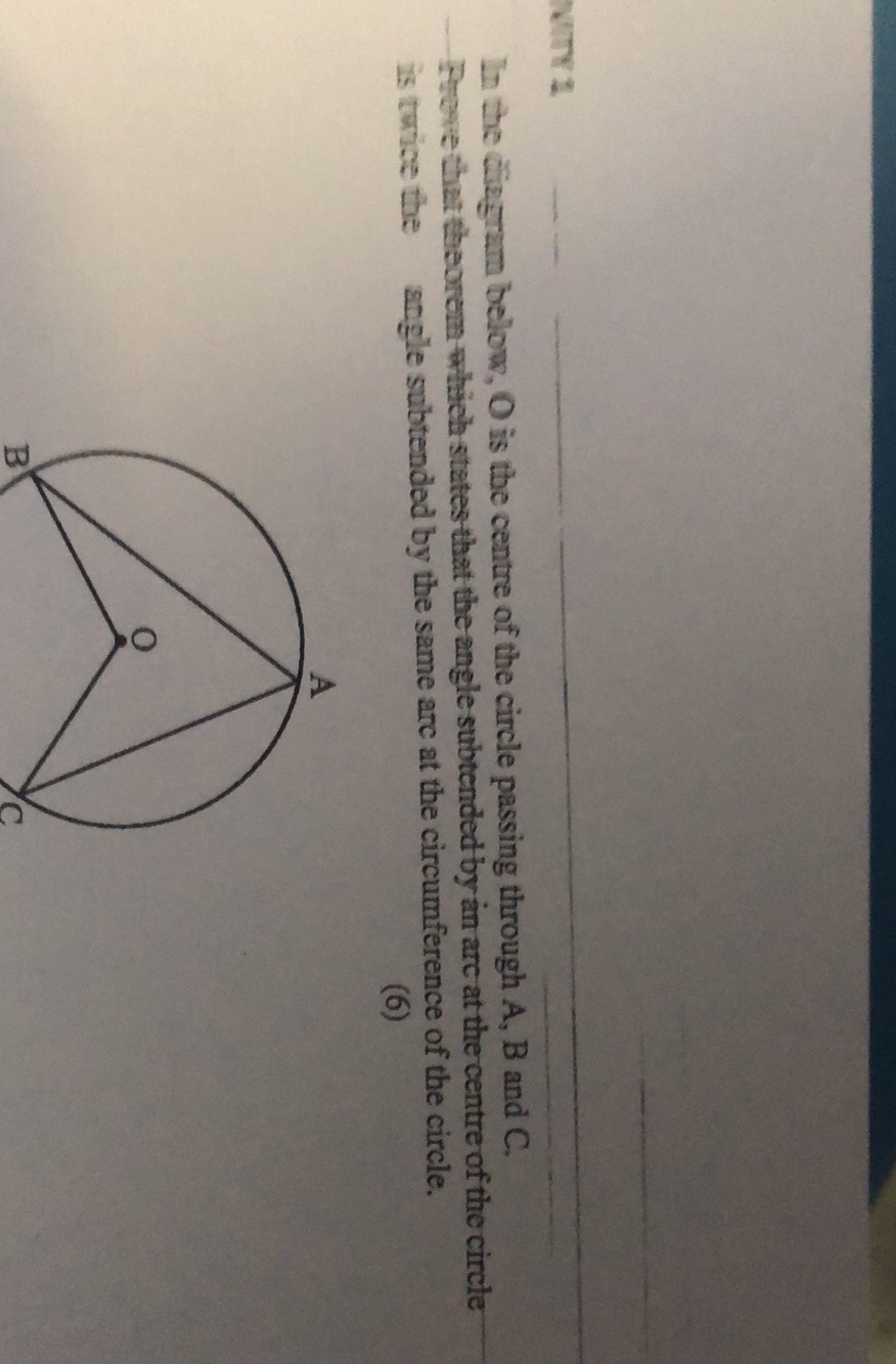 In the diagram below, O is the centre of the | StudyX