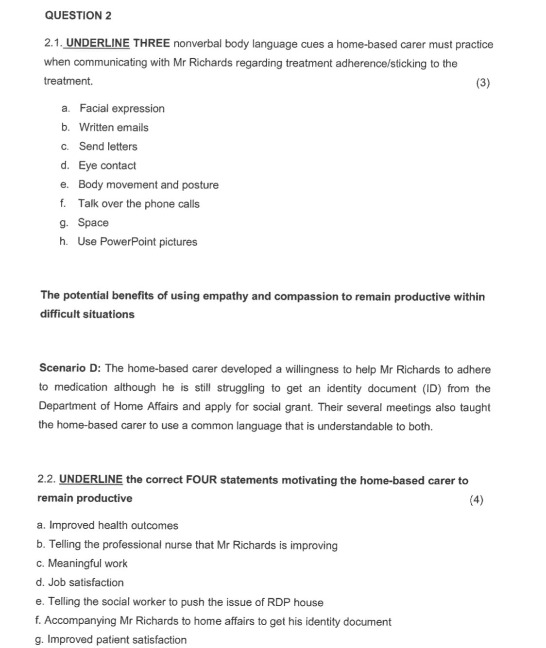 2.1. UNDERLINE THREE nonverbal body language | StudyX