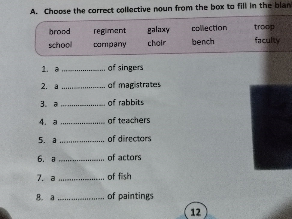 A. Choose the correct collective noun from | StudyX