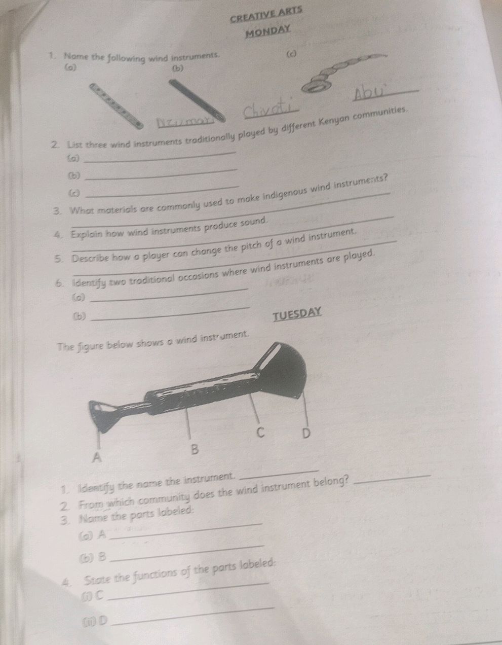 1. Name the following wind instruments. (a) | StudyX