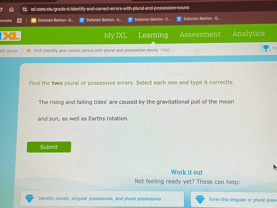 Find the two plural or possessive errors. | StudyX