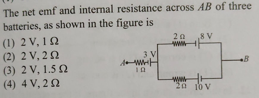The net emf and internal resistance across | StudyX