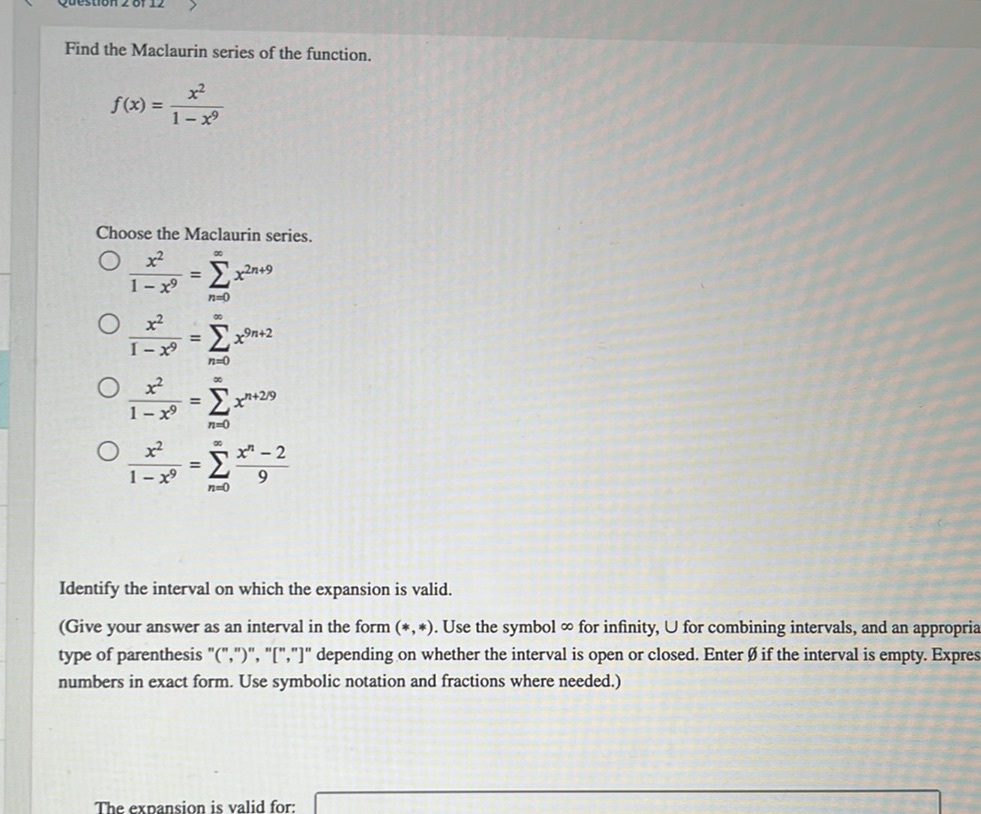 Find the Maclaurin series of the function. | StudyX