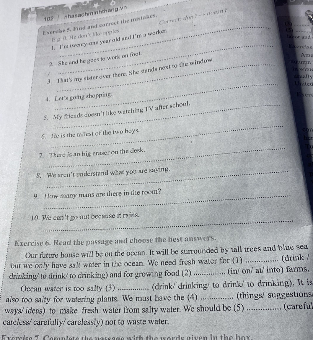 Exercise 5. Find and correct the mistakes. | StudyX