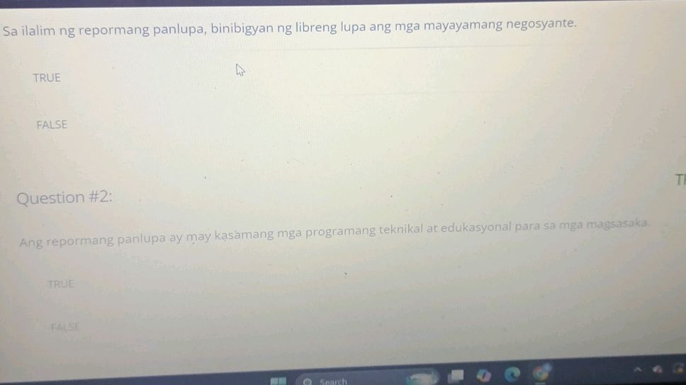 Sa ilalim ng repormang panlupa, binibigyan | StudyX