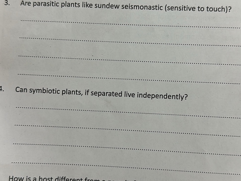 3. Are parasitic plants like sundew | StudyX