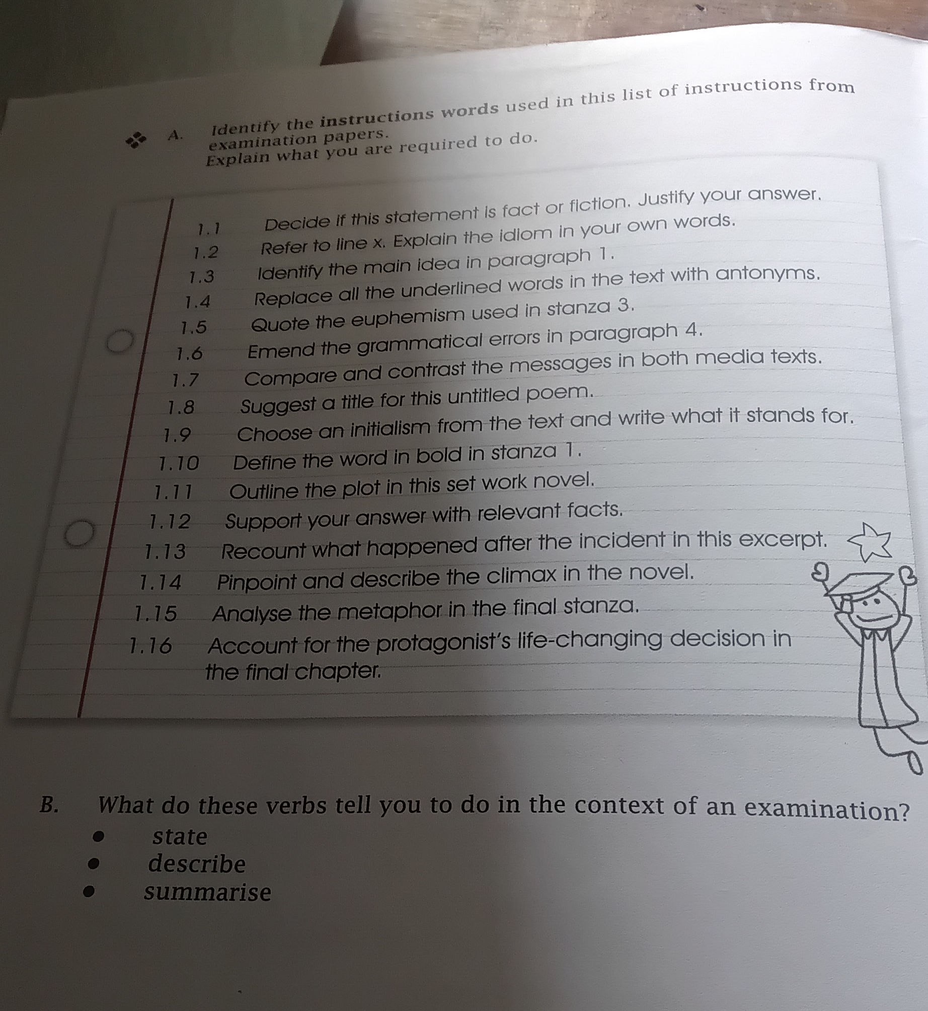 A. Identify the instructions words used in | StudyX