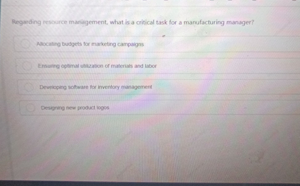 Regarding resource management, what is a | StudyX
