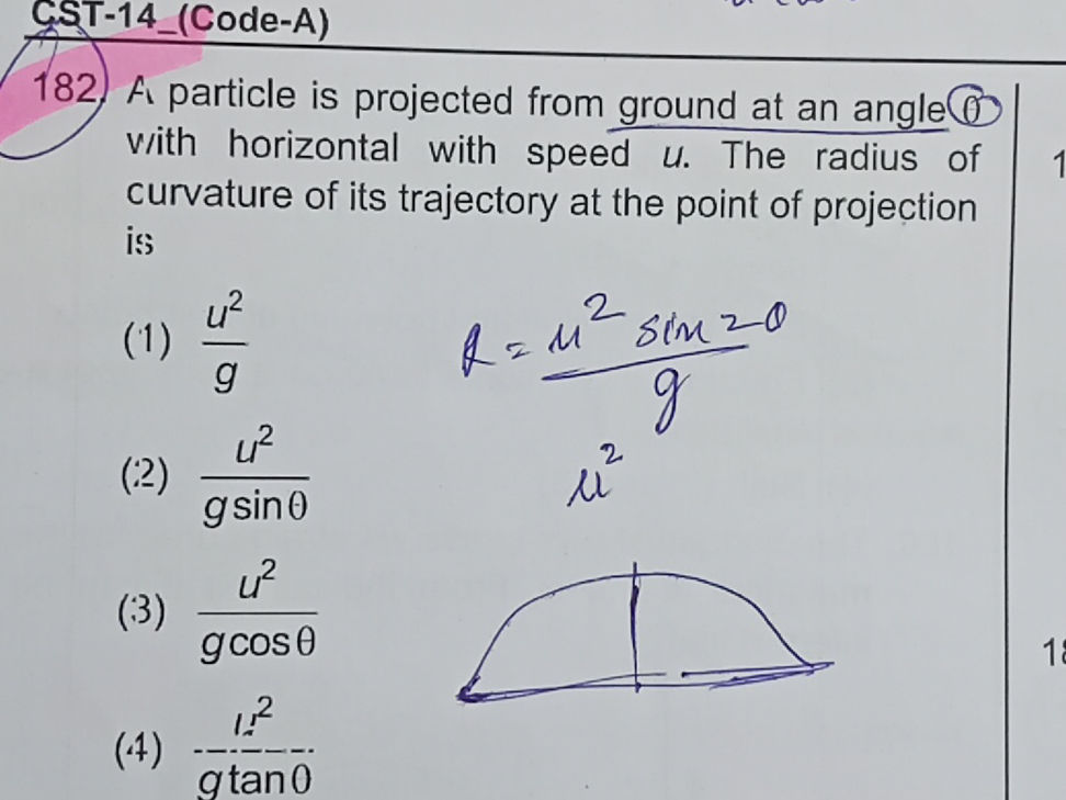182) A particle is projected from ground at | StudyX