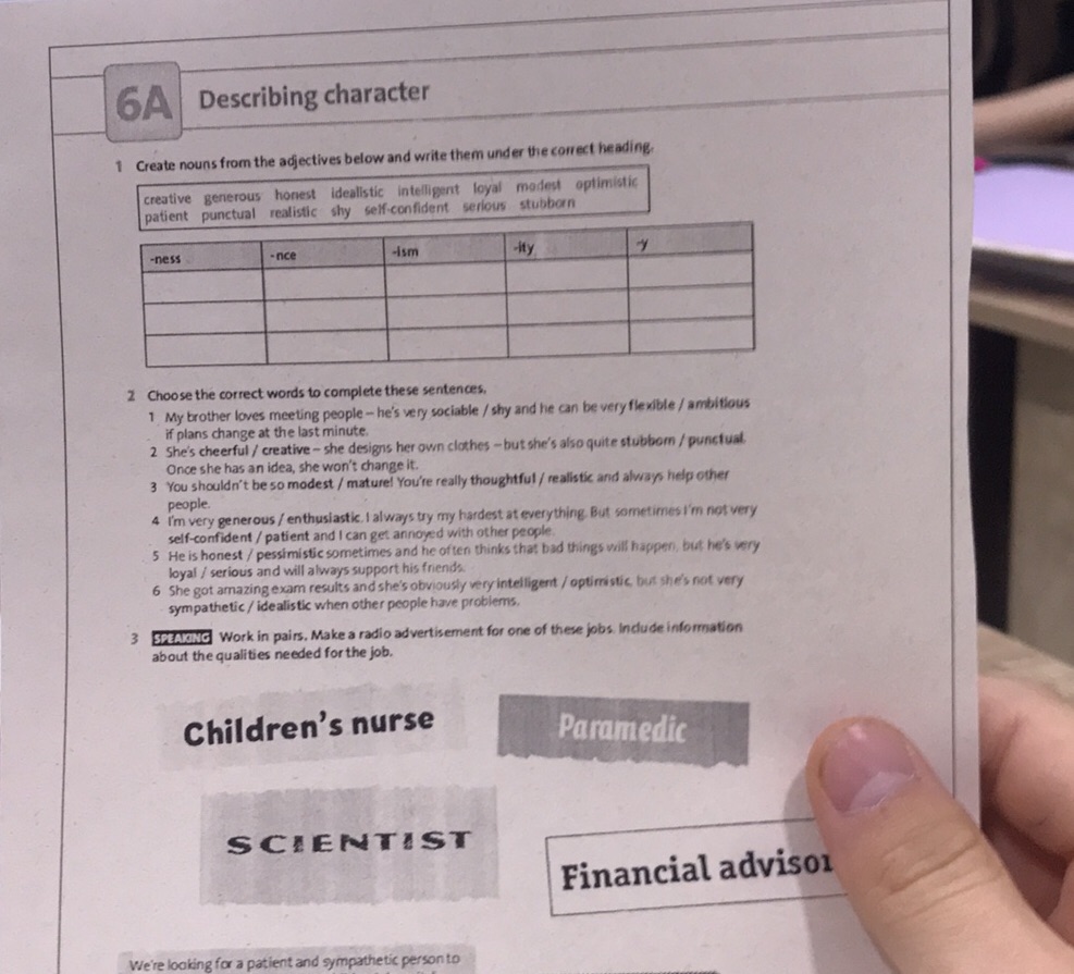 1 Create nouns from the adjectives below and | StudyX