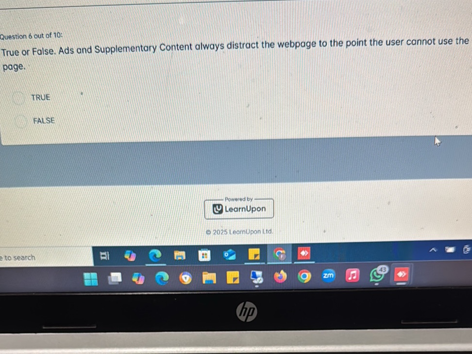 Question 6 out of 10: True or False. Ads and | StudyX