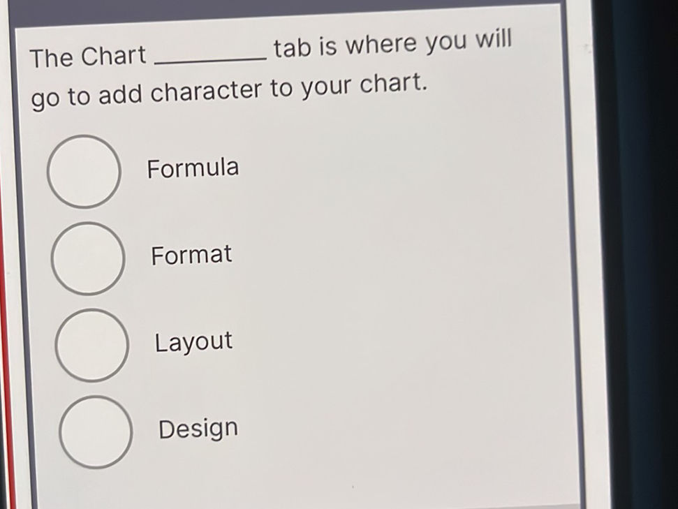 The Chart ______ tab is where you will go to | StudyX