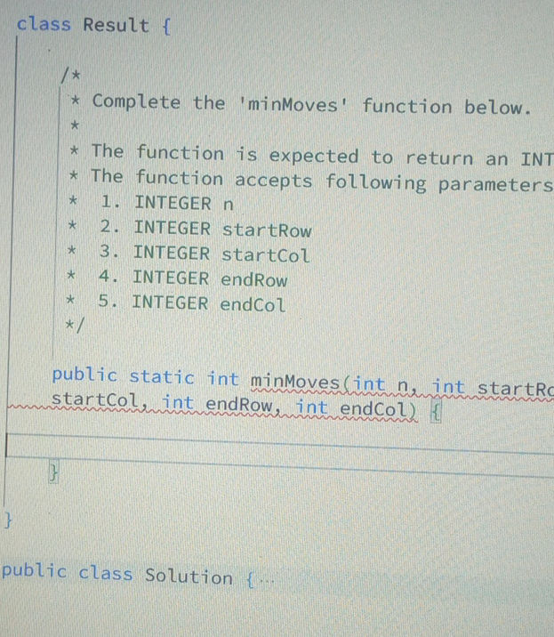 class Result \{ /* * Complete the 'minMoves' | StudyX