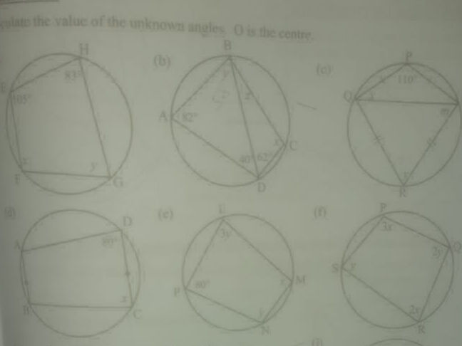 Calculate the value of the unknown angles. O | StudyX