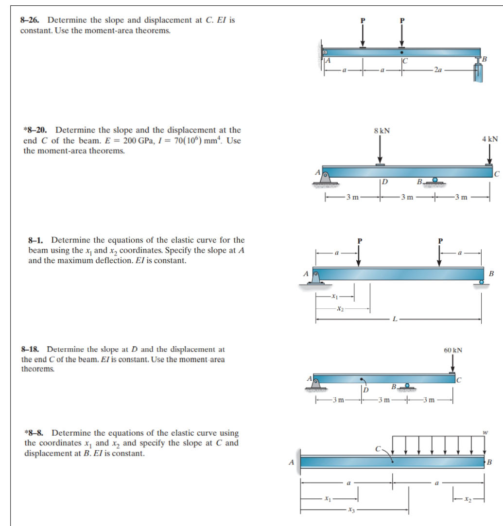 8-26. Determine the slope and displacement | StudyX
