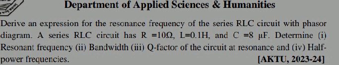 Derive an expression for the resonance | StudyX