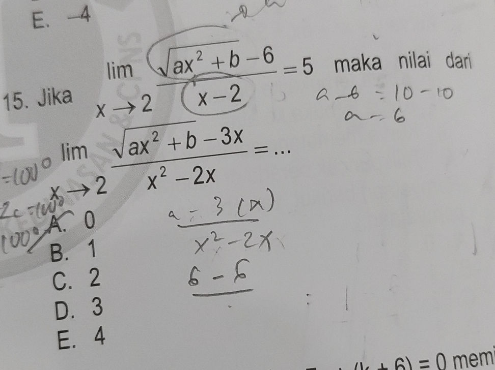 15. Jika \(_{x 2} { {ax^2 + b} - 6}{x - | StudyX