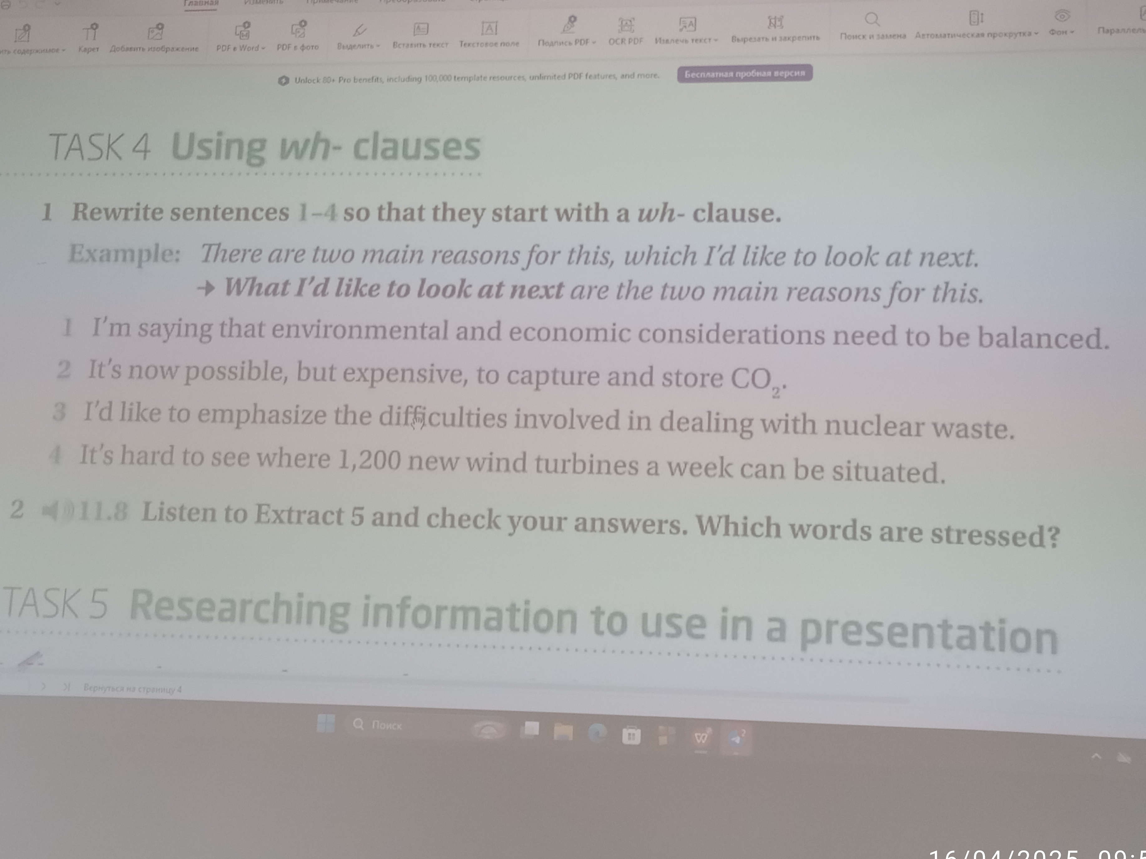 TASK 4 Using wh- clauses 1 Rewrite | StudyX